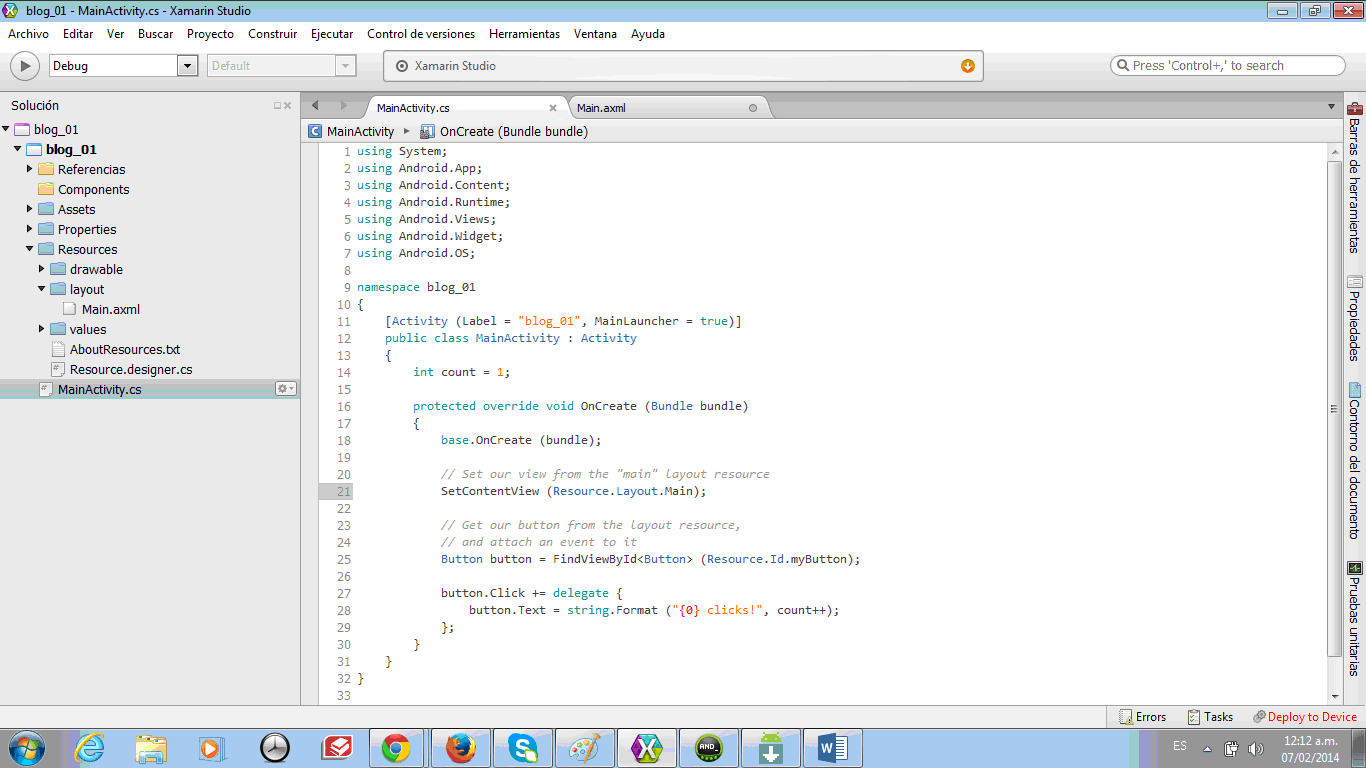 TUTORIAL: Desarrollo de Aplicación para Android con Xamarin – DW Training